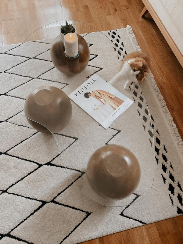 Wooden Ball Coffee Table, Center Table, Wood Ball, Kidney Glass Table ...