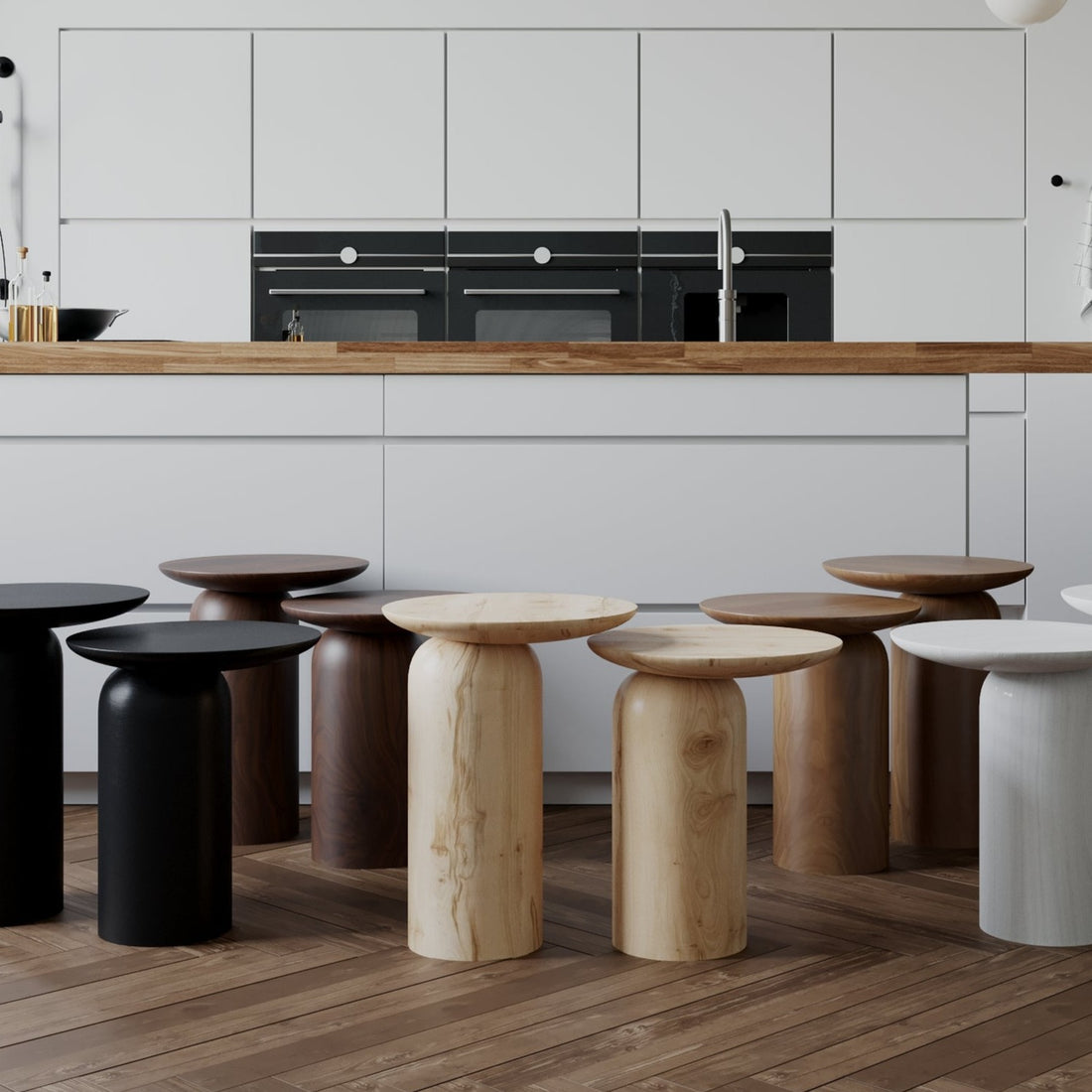 Handcrafted Cylinder Side Table Touch of Nature, Wooden Side Table ...
