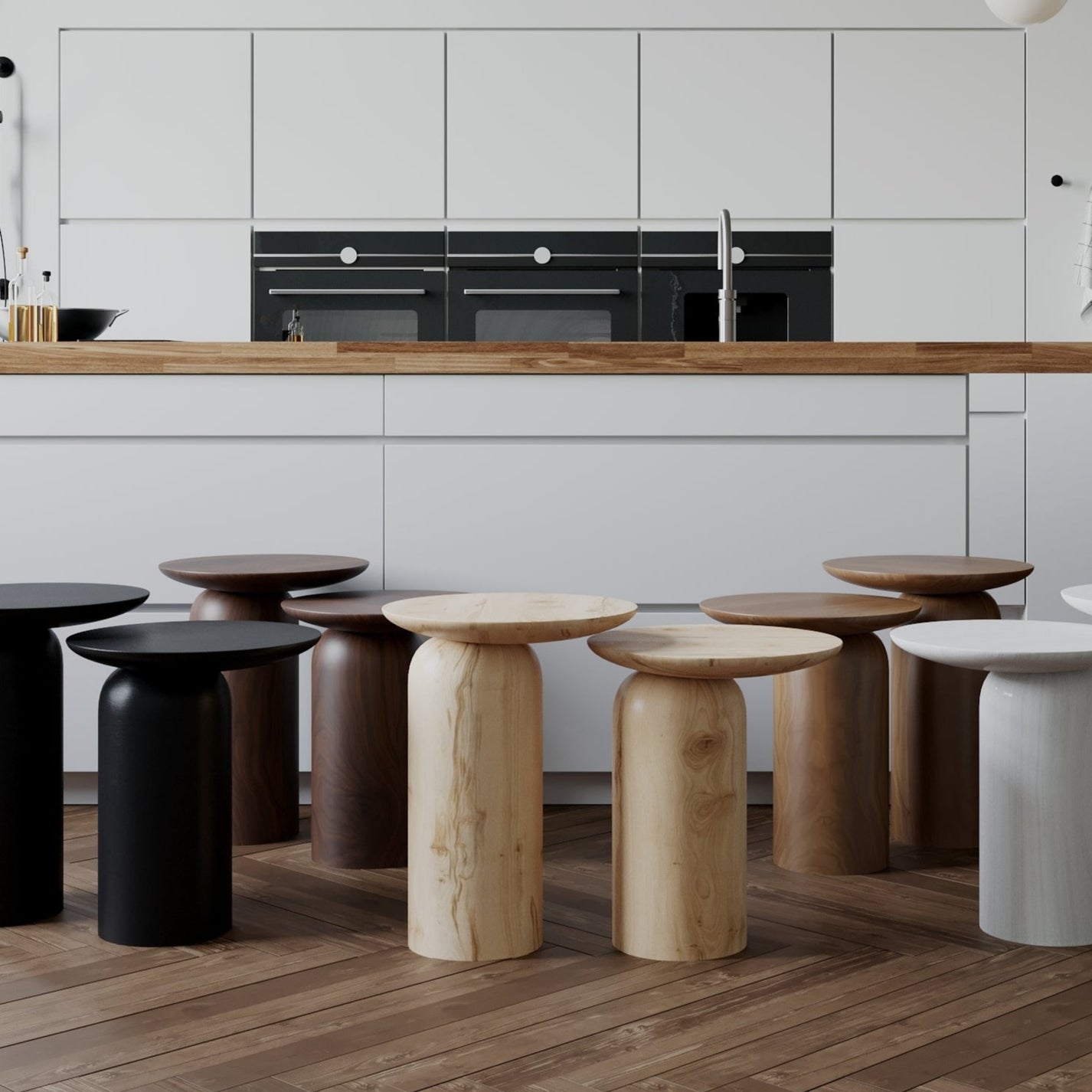 Pera Dark Walnut Wooden Cylinder Side Table – WoodArtAtelier
