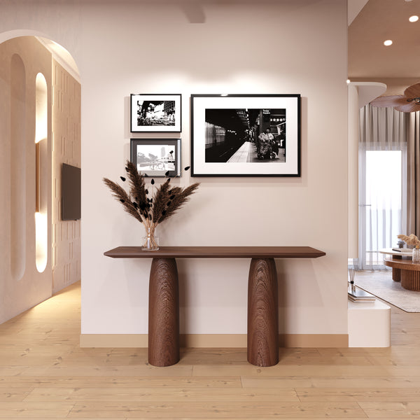 Walnut Wood Console, Minimalist Walnut Console - Crafted from Solid Wo ...