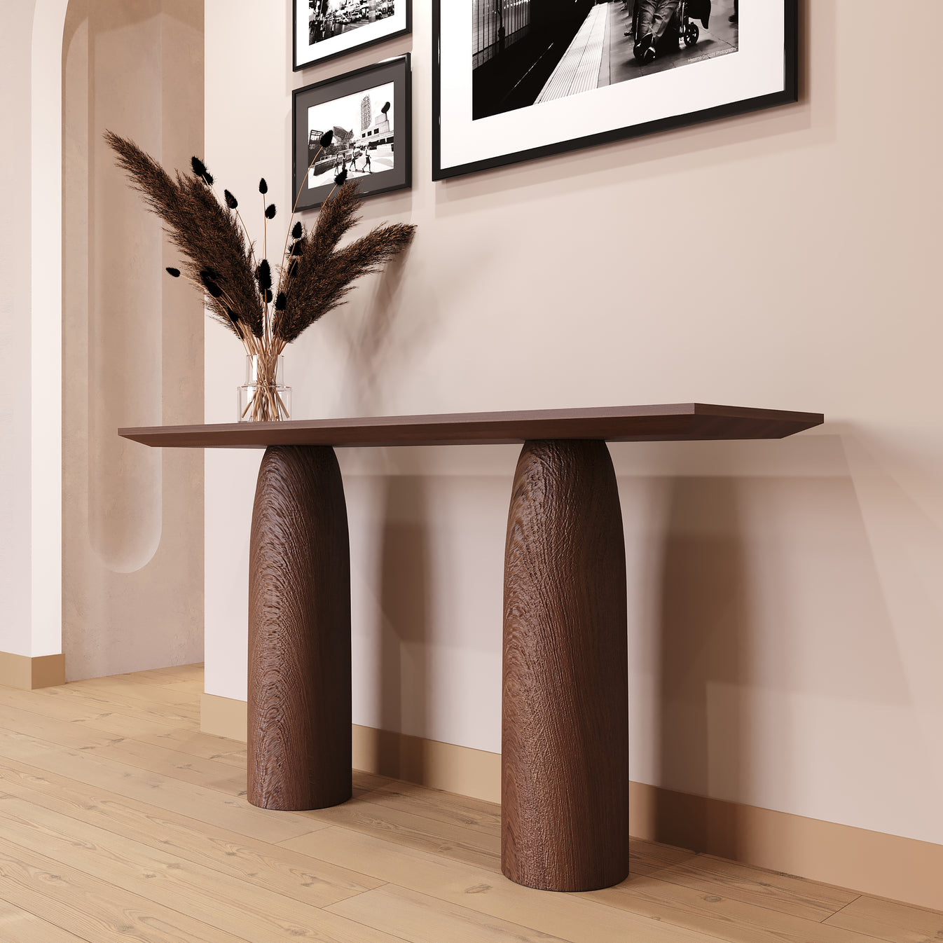 Walnut Wood Console, Minimalist Walnut Console - Crafted from Solid Wo ...
